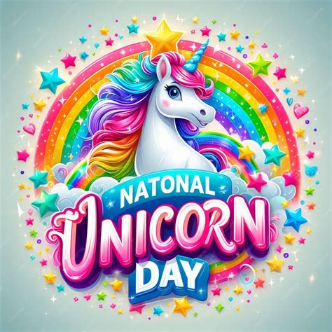 Illustrate Vector National Unicorn Day Post For Social Media Premium
