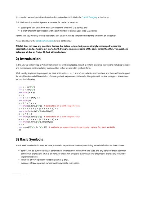 Solution Symbolic Algebra 6 009 2021 Programming Studypool