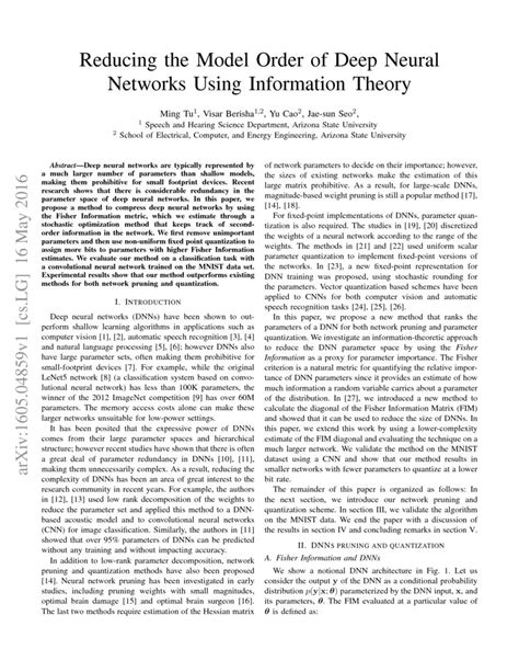 Reducing The Model Order Of Deep Neural Networks Using Information Theory Deepai