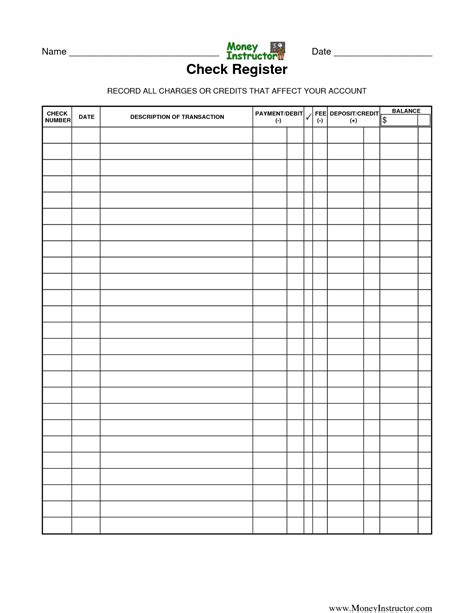 Check Ledger Printable Printable Calendars At A Glance