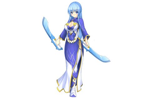 Blue Lotus Flower Knight Girl Flower Knight Girl Official Art Ao Dai Blue Eyes Blue Hair