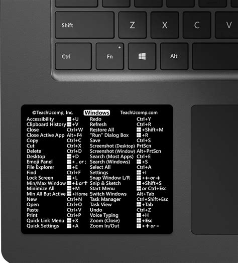 Teachucomp Keyboard Shortcuts Sticker For Windows 11 And 10