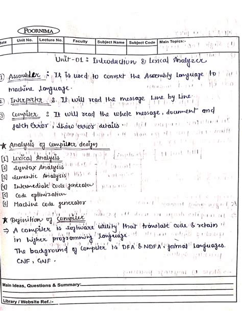 Complete Compiler Design Notes Pdf