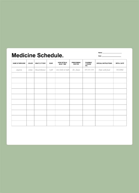 Medication Schedule Templates Daily Weekly