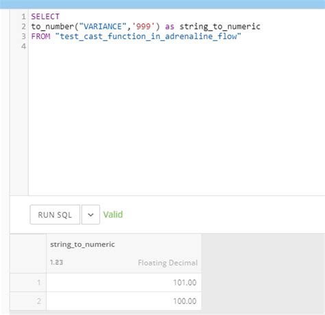 what is the string pattern to be provided in to number function in adrenaline dataflow domo
