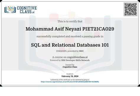Ibm Db0101en Certificate Cognitiveclass