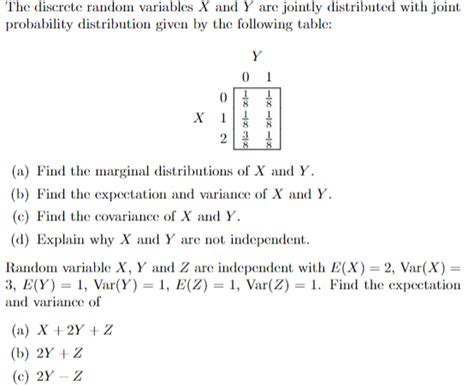 Solved The Discrete Random Variables X And Y Are Jointly