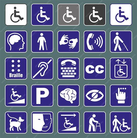 Premium Vector Set Of Disability Icons Or Graphic Elements With Information About Disability