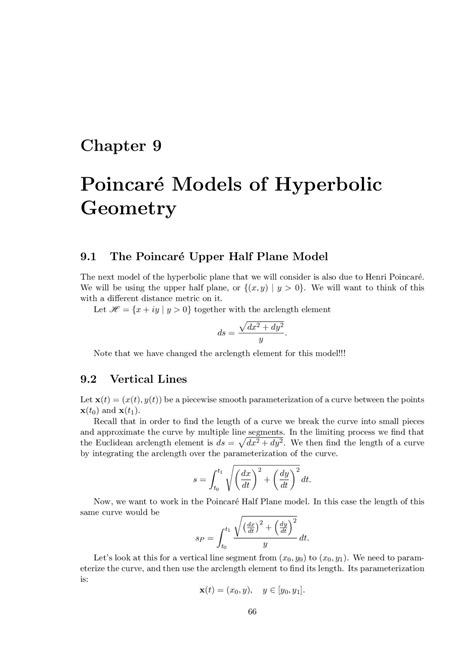 poincare models of hyperbolic geometry notes math 6118 docsity