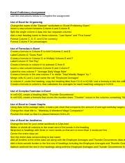 BIT 200 RS Excel Proficiency Assignment Xlsx Excel Proficiency Assignment Use The Instructions