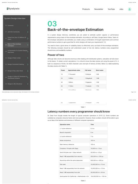 03 back of the envelope estimation pdf byte service level agreement
