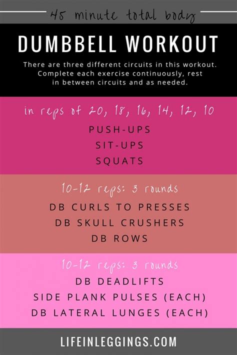 45 Minute Total Body Dumbbell Workout Life In Leggings Dumbbell