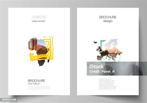 브로셔 전단지 레이아웃 커버 디자인 책 디자인 브로셔 커버를 위한 A4 커버 모형 템플릿의 벡터 레이아웃 세계지도와 컬러