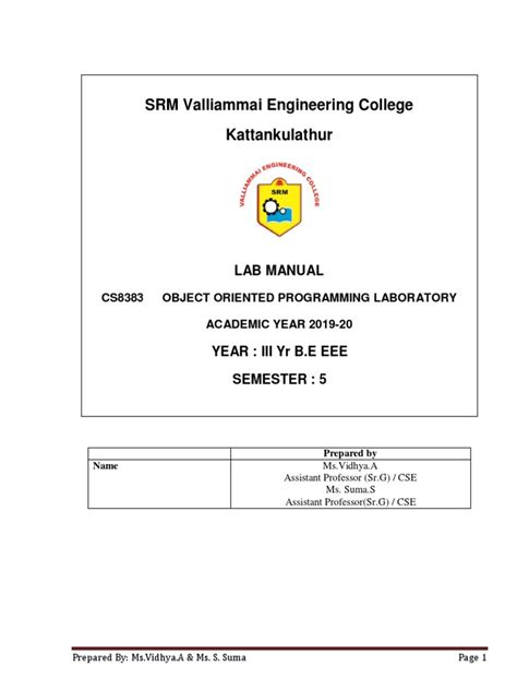 srm valliammai engineering college kattankulathur lab manual pdf