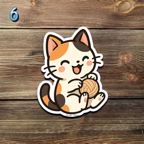 Cute Calico Cat Sticker Pack Kawaii Cartoon Kitty Vinyl Decals For