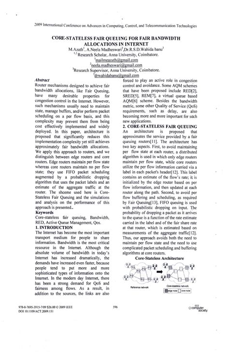 Pdf Core Stateless Fair Queuing For Fair Bandwidth Allocations In