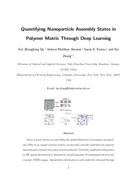 Pdf Quantifying Nanoparticle Assembly States In Polymer Matrix