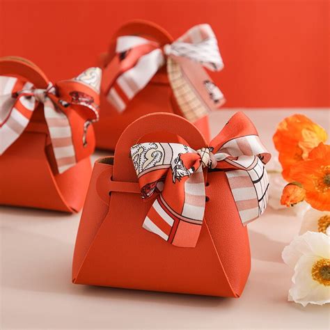 5pcs Ribbon Leather Candy Bag Box Wedding Candy Ch Grandado