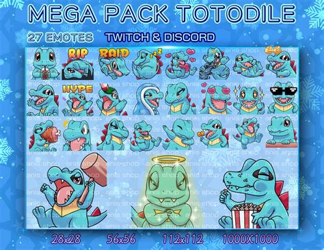 Totodile Mega Pack Emotes Totodile Chibi Emotes Discord Emotes