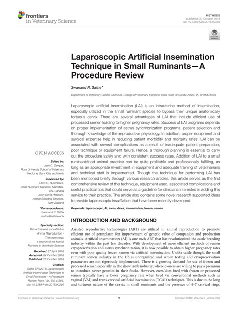Pdf Laparoscopic Artificial Insemination Technique In Small Ruminants—a Procedure Review