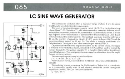 Sine Wave Oscillator Schematic - Circuit Diagram