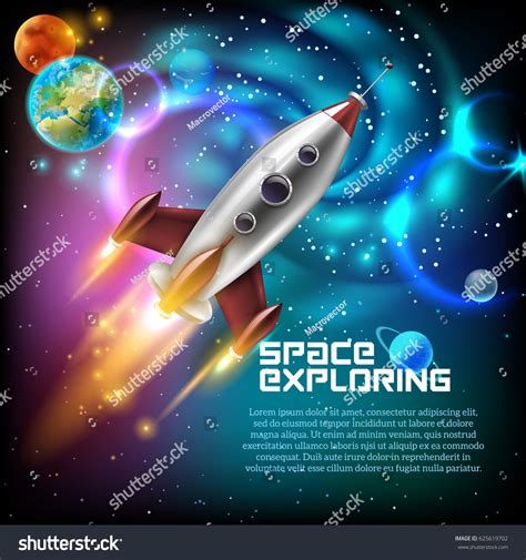 Space Exploration Retro Rocket Planets Stars Stock Vector Royalty Free 625619702 Shutterstock