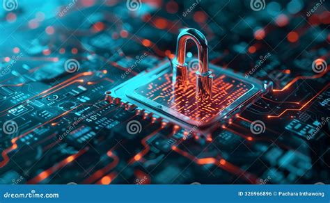 Cybersecurity Lock On Circuit Board Stock Illustration Illustration Of Electronicsecurity