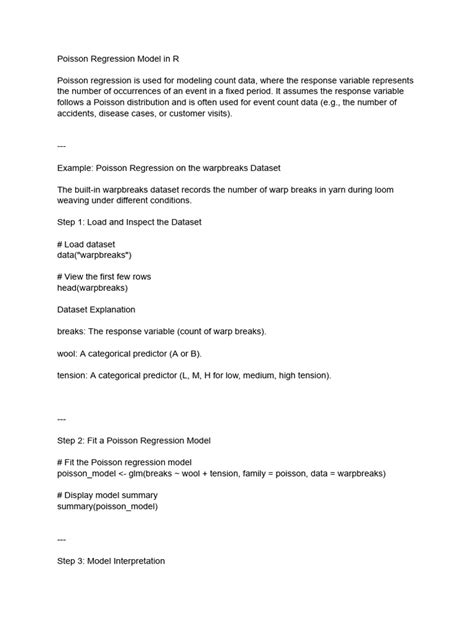 Poisson Regression Model In R Pdf