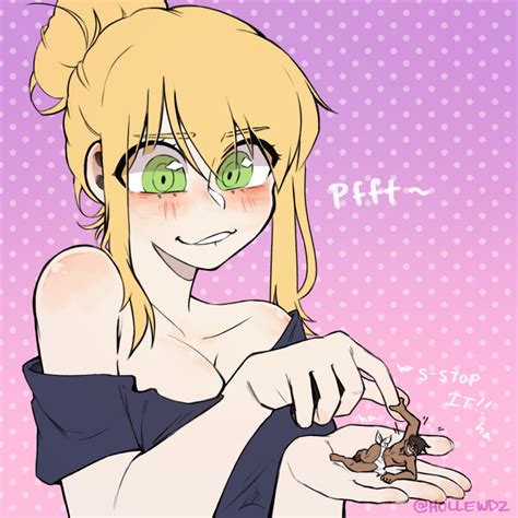 Rule 34 Anime Style Black Shirt Blush Breasts Dark Blue Shirt Female Fingers Giantess Green