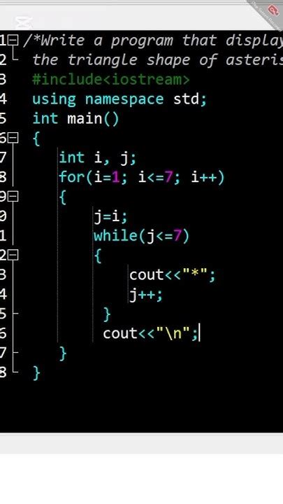 Print Triangle In Cpp🔥😱😱 Cpp Programing Coding Youtubeshorts Programming Asterisk Cpp