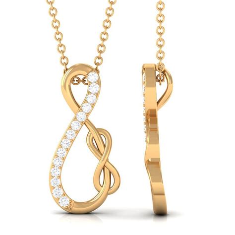 Interlock Infinity Pendant Necklace With Moissanite In Gold Infinity