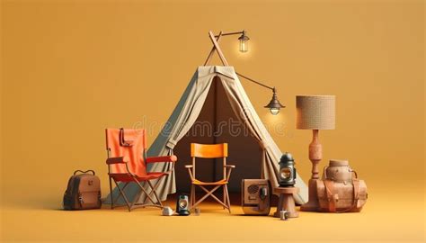 Minimal Creative Camp Objects Realistic Miniature Concept Created With