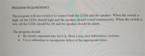 solved program requirements the program will use switch 0 to