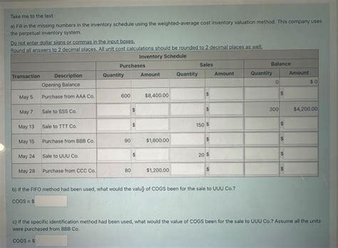 Solved Take Me To The Text A Fill In The Missing Numbers In Chegg Com