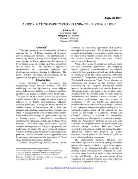 pdf approximating pareto curves using the hyper ellipse