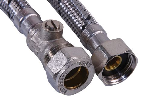 15mm X 1 2 X 500mm Wras Approved Flexible Tap Connector With Isolation