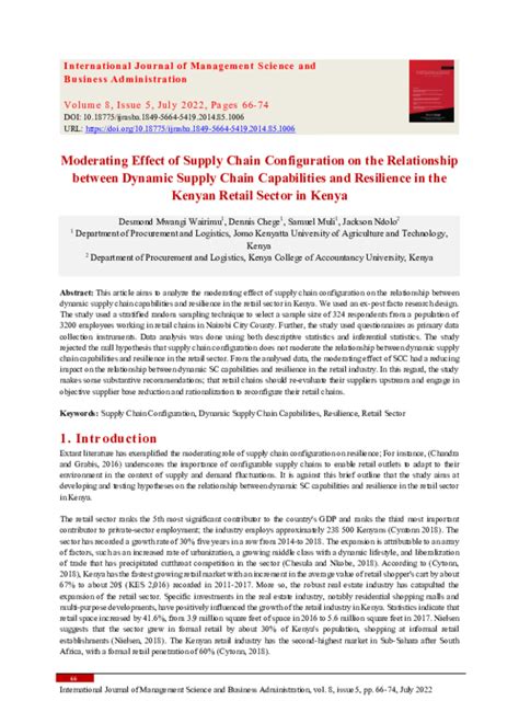 Pdf Moderating Effect Of Supply Chain Configuration On The