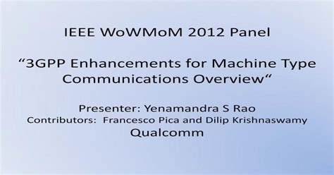 Pdf 3gpp Enhancements For Machine Type Communications Overview