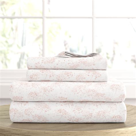 Pink Flower Bunch 4 Piece 100 Cotton Flannel Deep Pocket Sheet Set