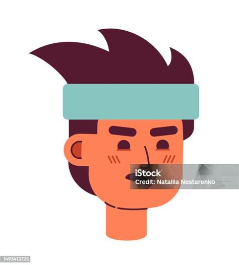 충격을 받은 역겨운 머리띠 남자 세미 플랫 벡터 캐릭터 머리 2차 도형에 대한 스톡 벡터 아트 및 기타 이미지 2차 도형 근육질 체격 남성 Istock