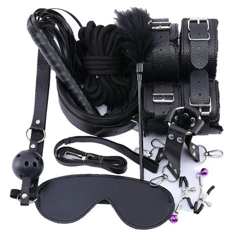 10 Pcs Set Sex Erotic Toys Adults Bdsm Bondage Set Handcuffs Nipple