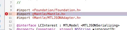 Ios Mantle Mantle H File Not Found Stack Overflow