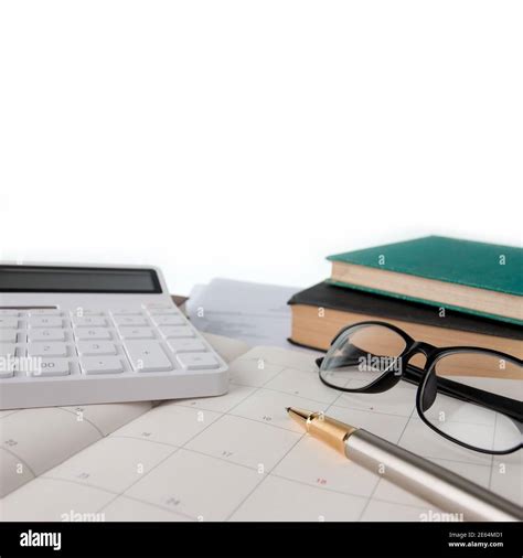 The Calendar In The Notebook On White Background Stock Photo Alamy