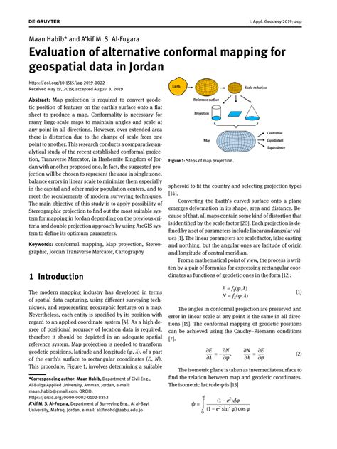 Pdf Evaluation Of Alternative Conformal Mapping For Geospatial Data In Jordan