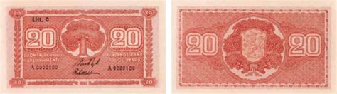 20 Markkaa 1862 1993 Setelit Suomenmarkatfi
