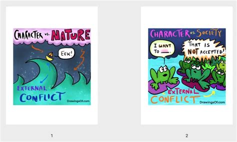 Types Of Conflict Printable PDF For Classroom Posters Drawings Of