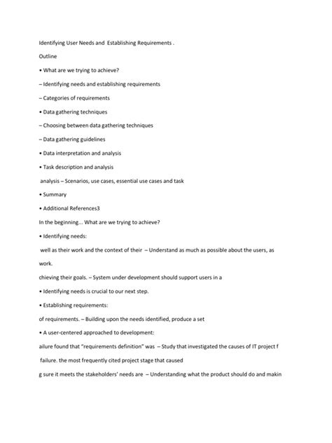 Identifying User Needs And Establishing Requirements Pdf Use Case