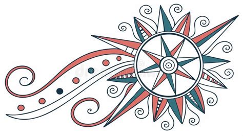 Ornate Nautical Compass Rose With Decorative Swirls Vector Design Generative Ai Stock