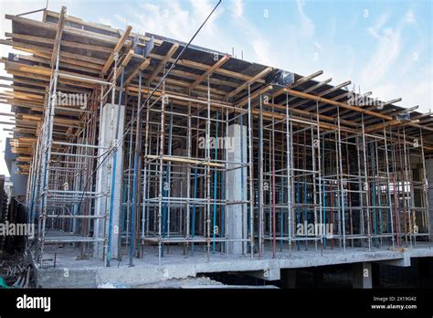 Construction Site With Scaffolding And Floor Formwork Stock Photo Alamy