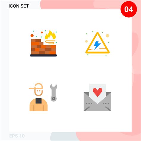 Set Of 4 Modern Ui Icons Symbols Signs For Database Repair Alert Avatar